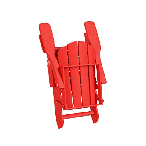 WO Home Furniture Adirondack Chair Outdoor Ottoman Set of 2 PCS Classic Patio Furniture (Red)