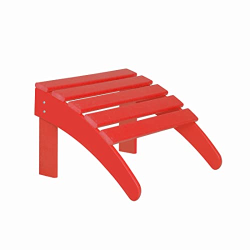 WO Home Furniture Adirondack Chair Outdoor Ottoman Set of 2 PCS Classic Patio Furniture (Red)