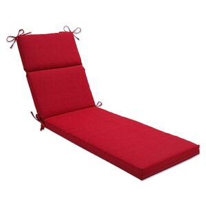 pillow perfect monti chino solid indoor/outdoor patio chaise lounge cushion plush fiber fill, weather and fade resistant, 72.5" x 21", red