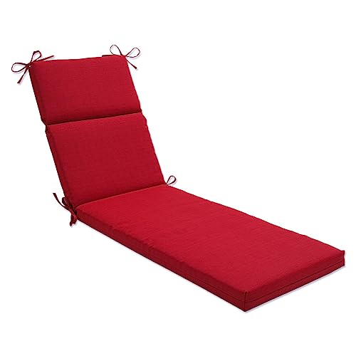 Pillow Perfect Monti Chino Solid Indoor/Outdoor Patio Chaise Lounge Cushion Plush Fiber Fill, Weather and Fade Resistant, 72.5" x 21", Red