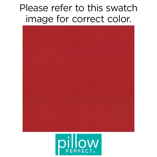 Pillow Perfect Solid Twill Indoor/Outdoor Tufted Wicker Chair Pad with Ties, 17" x 17.5", 2 Count, Red Splash Flame