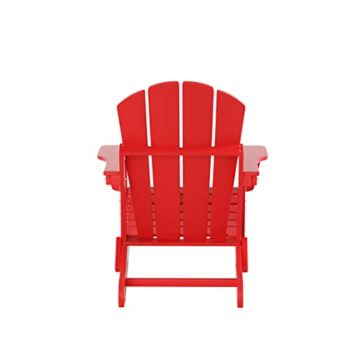 WO Home Furniture Adirondack Chair Outdoor Ottoman Set of 2 PCS Classic Patio Furniture (Red)