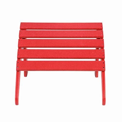 WO Home Furniture Adirondack Chair Outdoor Ottoman Set of 2 PCS Classic Patio Furniture (Red)