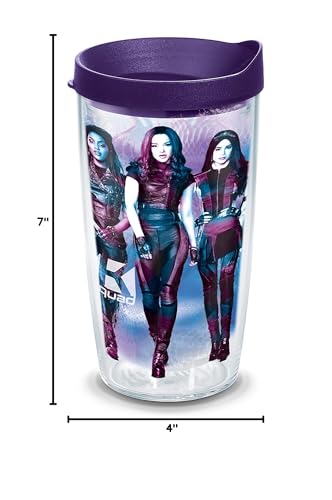 Tervis Disney Descendants 3 Made in USA Double Walled Insulated Tumbler Cup Keeps Drinks Cold & Hot, 16oz, Royal Purple Lid