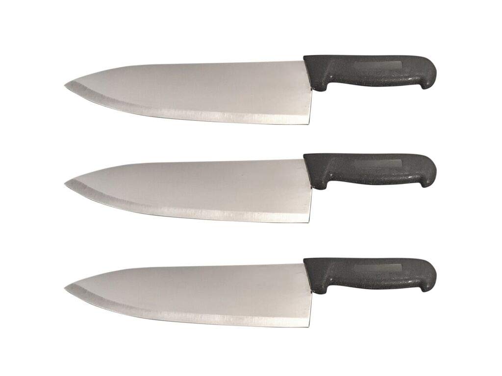 Cozzini Cutlery Imports 10" Chef Knife Choose Your Color - Razor Sharp Commercial Kitchen Cutlery - Cook's Knives (3 Pack - Black)