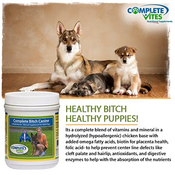 CompleteVites Complete Bitch Canine - Prenatal Supplement for Medium and Large Dogs. A Must for Your whelping Supplies. 47 nutrients-Providing The Best Dog Vitamins on The Market! 315 Grams