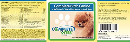 Complete Bitch Canine - Prenatal Supplement for Small Dogs. A Must for Your whelping Supplies. 47 nutrients-Providing The Best Dog Vitamins on The Market! 105 Grams