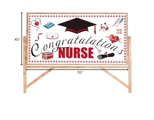 Graduation Nurse Themed Party Banner - Graduation Nurse Party Supplies Wall Decorations Indoor/Outdoor Banners(70" X 40")