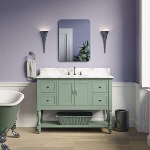 beverly 48-inch bathroom vanity (carrara/sage green): includes sage green cabinet with authentic italian carrara marble countertop and white ceramic sink