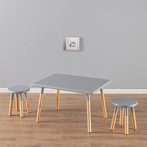 ACEssentials Kids Dipped Table and Stool Set, Gray