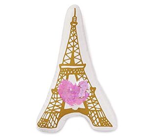 heritage kids eiffel tower figural throw dec pillow with heart sequin, gold