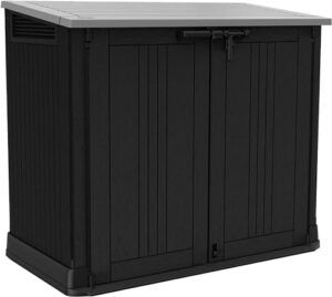 keter 249319 store it out nova outdoor garden storage shed, 32 x 71.5 x 113.5 cm, dark grey with light grey lid