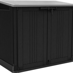 Keter 249319 Store it Out Nova Outdoor Garden Storage Shed, 32 x 71.5 x 113.5 cm, Dark Grey with Light Grey Lid