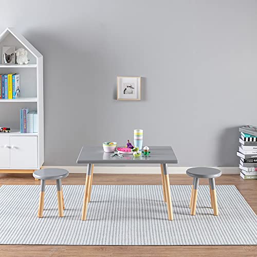 ACEssentials Kids Dipped Table and Stool Set, Gray