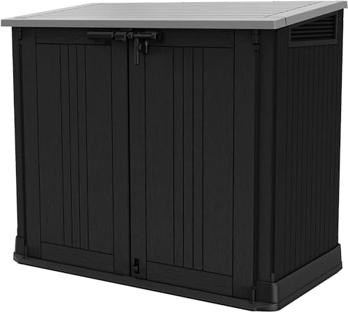 Keter 249319 Store it Out Nova Outdoor Garden Storage Shed, 32 x 71.5 x 113.5 cm, Dark Grey with Light Grey Lid