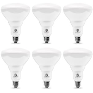 energetic br40 led light bulbs, indoor flood light, dimmable, 3000k warm white, 110w equivalent, 1600lm, e26 base, recessed can light, high lumen, flicker free, ul listed, 6 pack