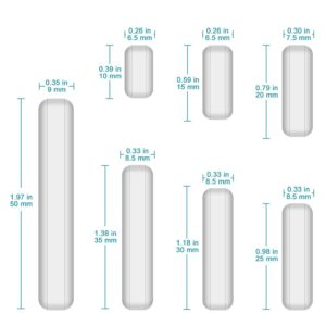 stonylab 7pcs Stir Bar Set, PTFE-Coated Magnetic Stirring Bars White Stir Mixer for Stirrers, Assortment Pack Mixed Sizes 7 Pcs