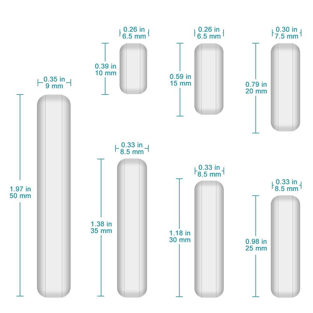 stonylab 7pcs Stir Bar Set, PTFE-Coated Magnetic Stirring Bars White Stir Mixer for Stirrers, Assortment Pack Mixed Sizes 7 Pcs