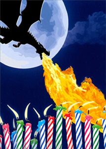 avanti press fire breathing dragon : full moon : candles a-press humorous : funny birthday card