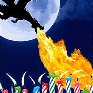 Avanti Press Fire Breathing Dragon : Full Moon : Candles A-Press Humorous : Funny Birthday Card