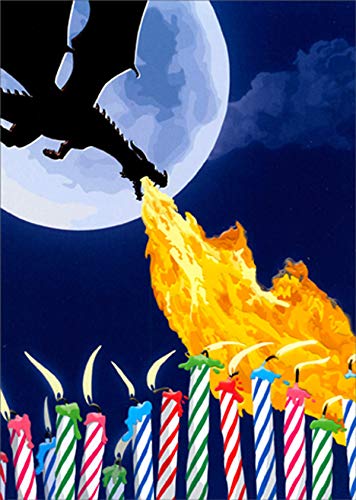 Avanti Press Fire Breathing Dragon : Full Moon : Candles A-Press Humorous : Funny Birthday Card