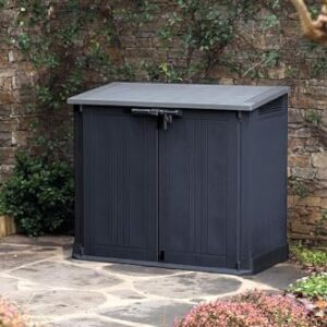 Keter 249319 Store it Out Nova Outdoor Garden Storage Shed, 32 x 71.5 x 113.5 cm, Dark Grey with Light Grey Lid