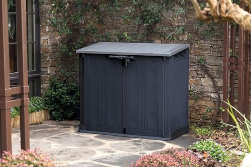 Keter 249319 Store it Out Nova Outdoor Garden Storage Shed, 32 x 71.5 x 113.5 cm, Dark Grey with Light Grey Lid