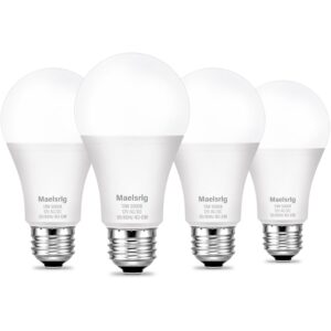 led 12v light bulb, 100w equivalent, daylight white 5000k, 13w 1200 lumens, 12 volt ac/dc, non-dimmable e26 base, low voltage light bulbs for boat, rv, shed, off grid cabin, and solar power, 4-pack