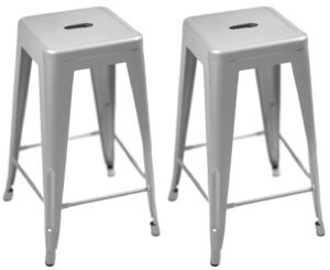 sunjoy group (#s-dnc1267pst) stackable metal barstool, silver, 26", pack of 2