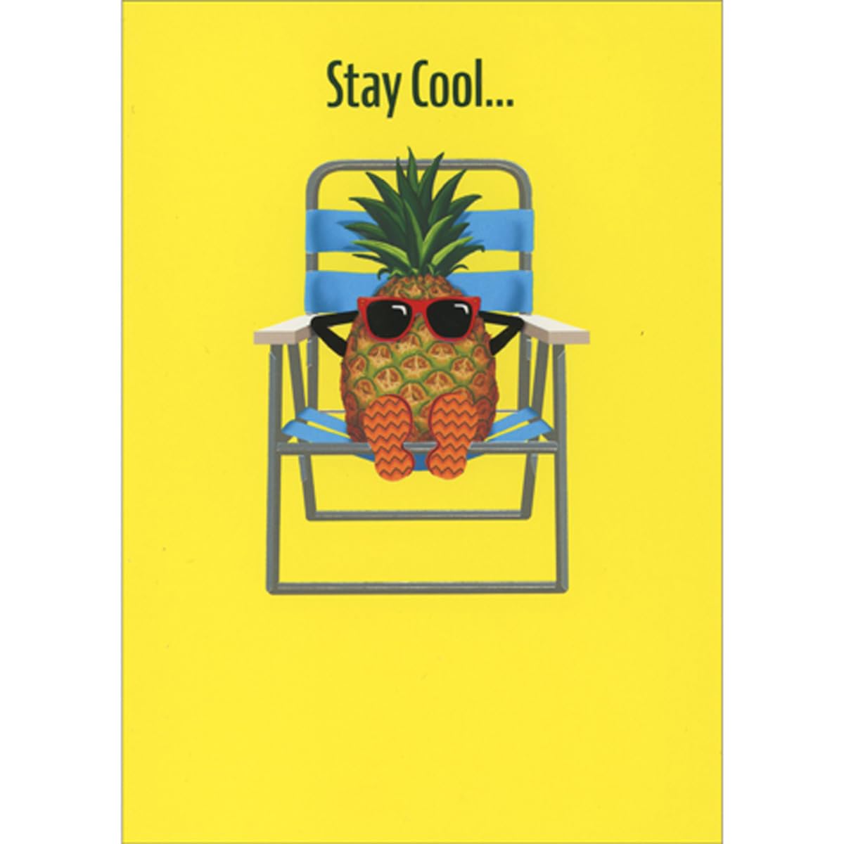 Avanti Press Cool Pineapple in Lawn Chair Funny : Humorous A-Press Birthday Card for Him : Man