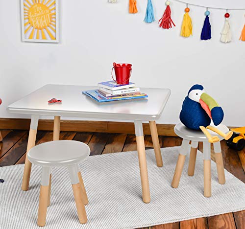 ACEssentials Kids Dipped Table and Stool Set, Gray