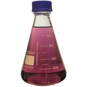 1000ml erlenmeyer flask with blue screw cap, borosilicate glass, graduated (single)