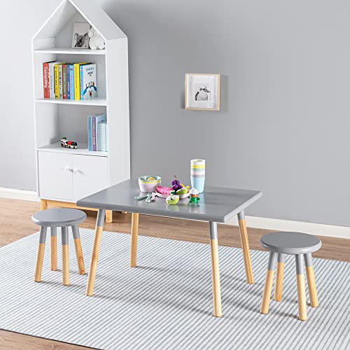 ACEssentials Kids Dipped Table and Stool Set, Gray