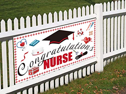 Graduation Nurse Themed Party Banner - Graduation Nurse Party Supplies Wall Decorations Indoor/Outdoor Banners(70" X 40")