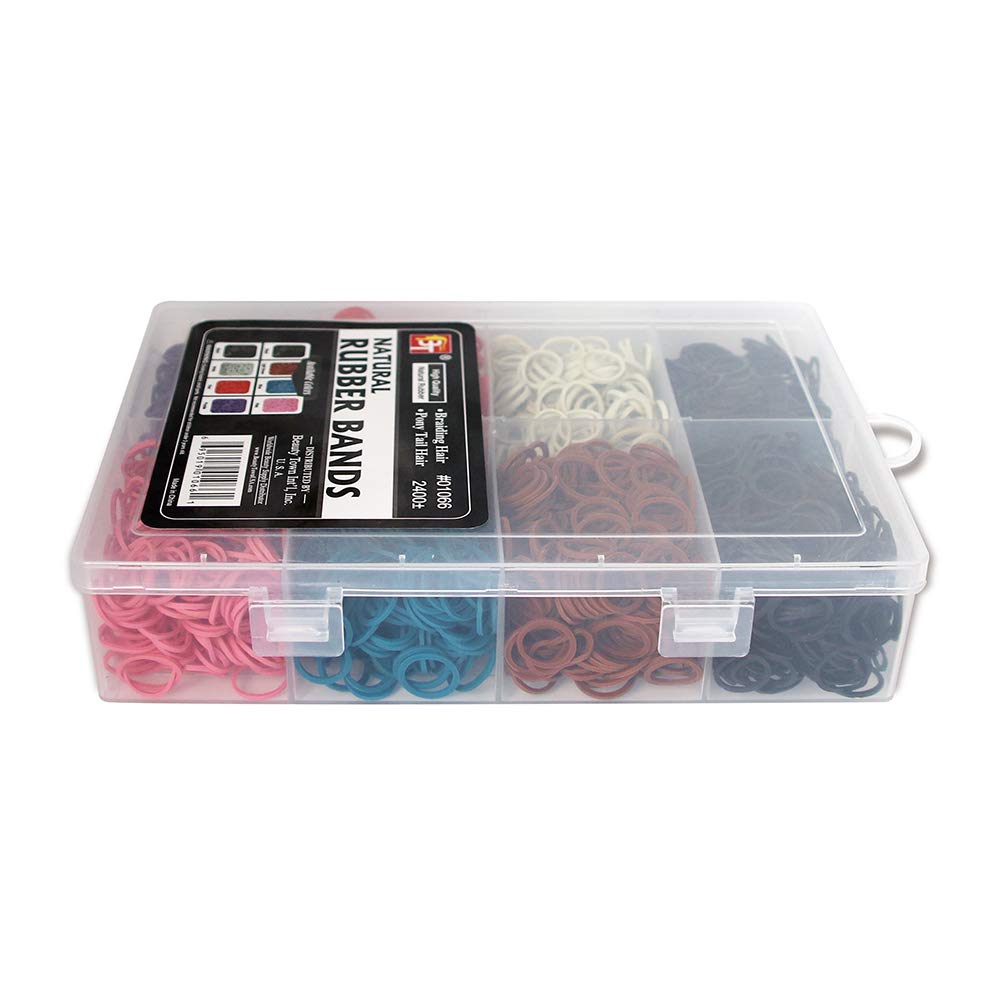 2400 Pcs Rubber Bands No Break Stretchy Elastic Braiding Pony Tail Holder Bracelet Making Craft Value Pack with Storage Box Organizer Container