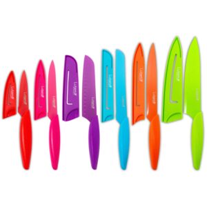 lutema professional 12-piece knife with sheaths set ergonomically designed handle (multicolor)