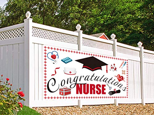 Graduation Nurse Themed Party Banner - Graduation Nurse Party Supplies Wall Decorations Indoor/Outdoor Banners(70" X 40")