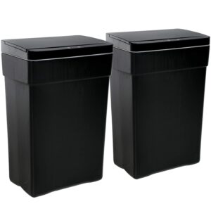 13 gallon trash can garbage can touch free automatic for home kitchen and bathroom garbage plastic high-capacity (black)