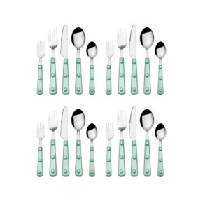 mikasa living green translucent 18/0 stainless steel 20-piece flatware set, service for 4, green