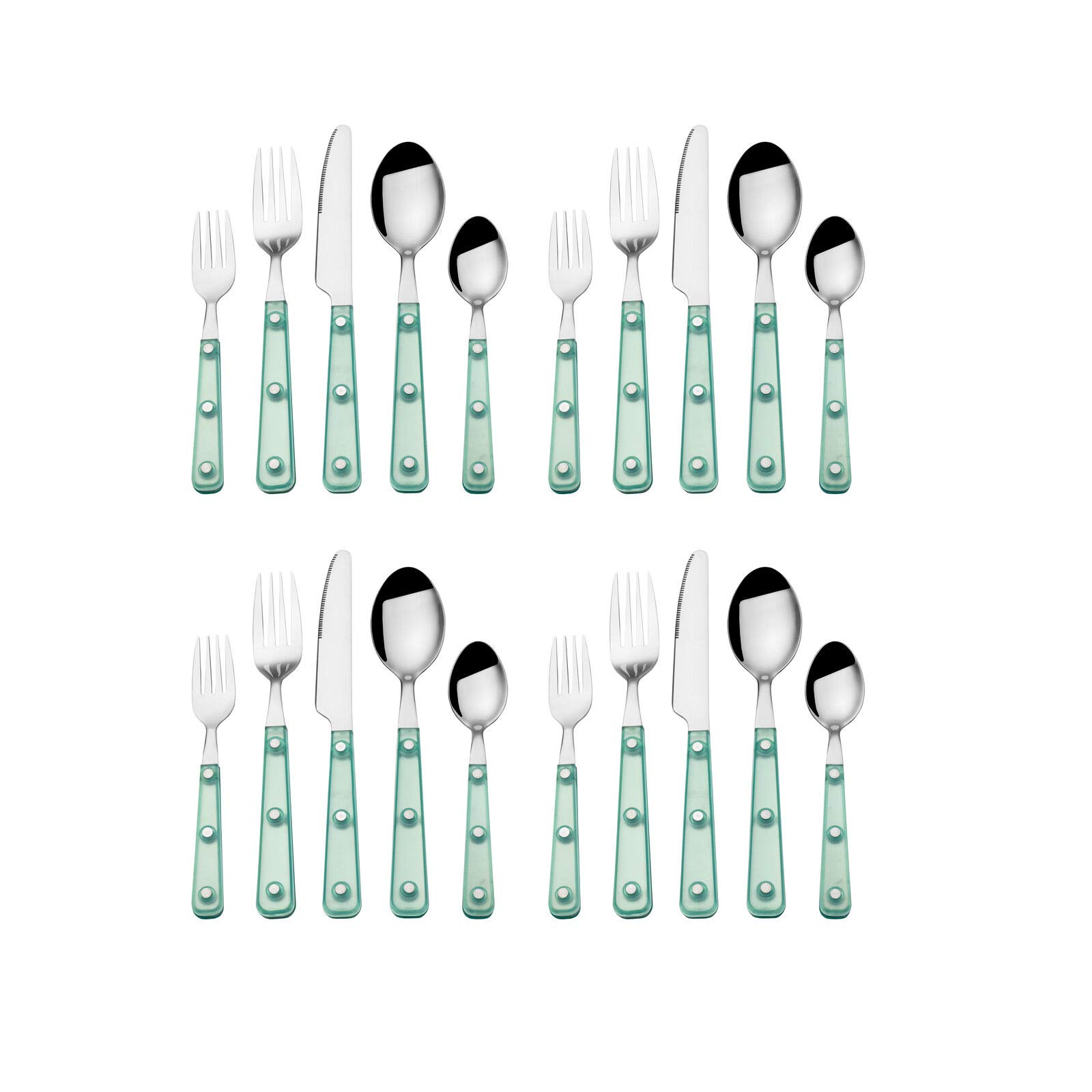 Mikasa Living Green Translucent 18/0 Stainless Steel 20-Piece Flatware Set, Service For 4, Green