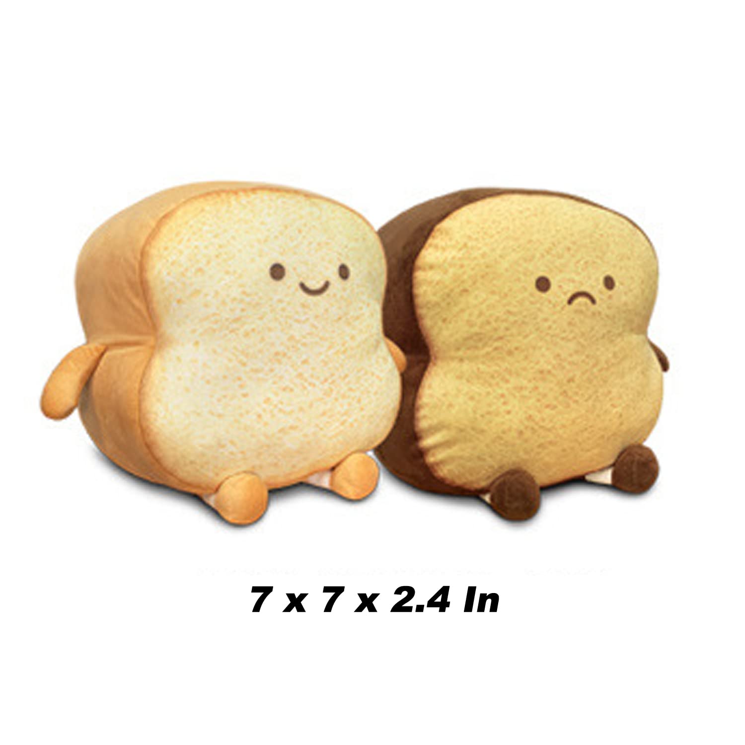 Nenalayo Toast Sliced Bread Pillow,Bread Shape Plush Pillow,Facial Expression Soft Toast Bread Food Sofa Cushion Stuffed Doll Toy for Kids Adults Gift Home Bed Room Decor (S)