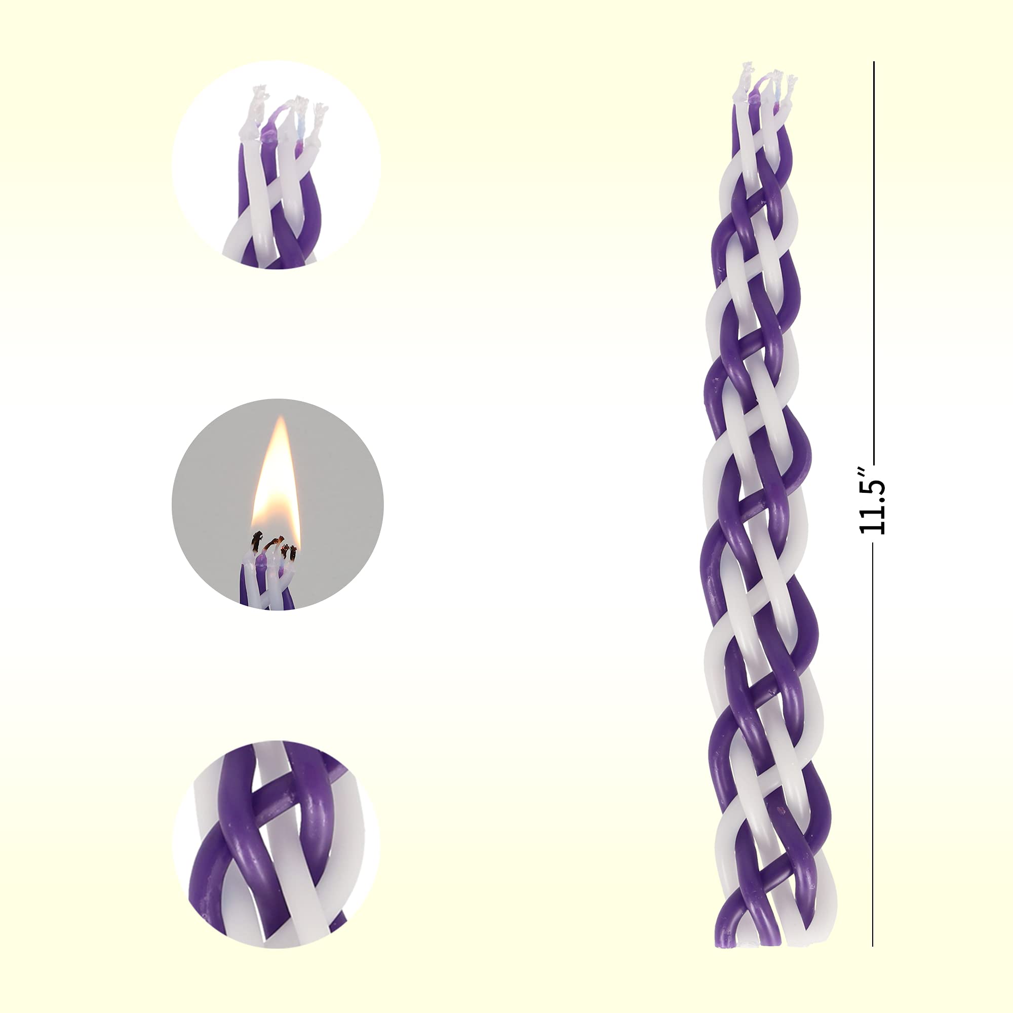 Shalhevet Light Havdalah Candle 100% Kosher (Purple White Braid)