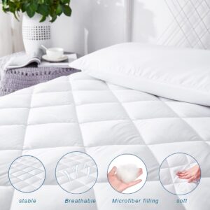 Uraclaire Mattress Pad with 8-21'' Deep Pocket,Cooling Mattress Topper Cover,Ultra Soft Quilted Fitted Breathable Fluffy Microfiber Mattress Protector(King)