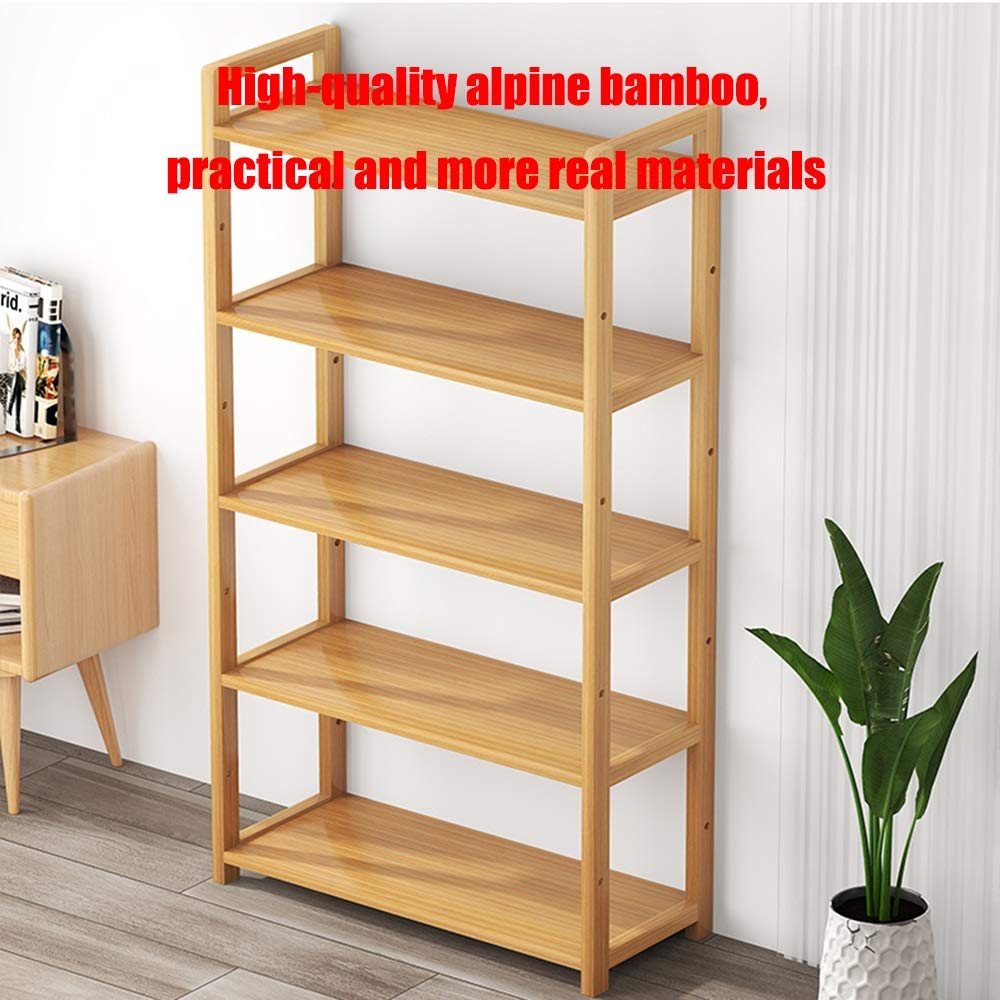 FUFU Bamboo Bathroom Shelf with 5 Tiers, 68 X 25 X 128 Cm, Free-Standing Shelving Unit, Wooden Storage Shelves, Natural Brown