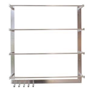 harayaa wire spool rack with 4 rods, wall-mounted steel thread holder ribbons organizer with hanging tools for organize sewing embroidery thread, silver, 60x53cm