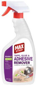 max strip tape, glue & adhesive remover 22oz | fast-acting | removes all kinds of glues, stickers & sticky residue | for wood, metal & multiple surfaces | no harsh odor leaves surface clean