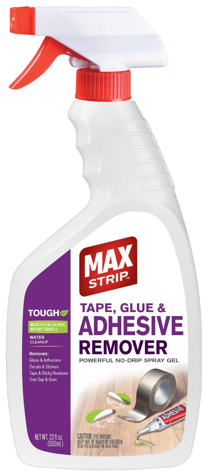 Max Strip Tape, Glue & Adhesive Remover 22oz | Fast-Acting | Removes All Kinds of Glues, Stickers & Sticky Residue | For Wood, Metal & Multiple Surfaces | No Harsh Odor Leaves Surface Clean