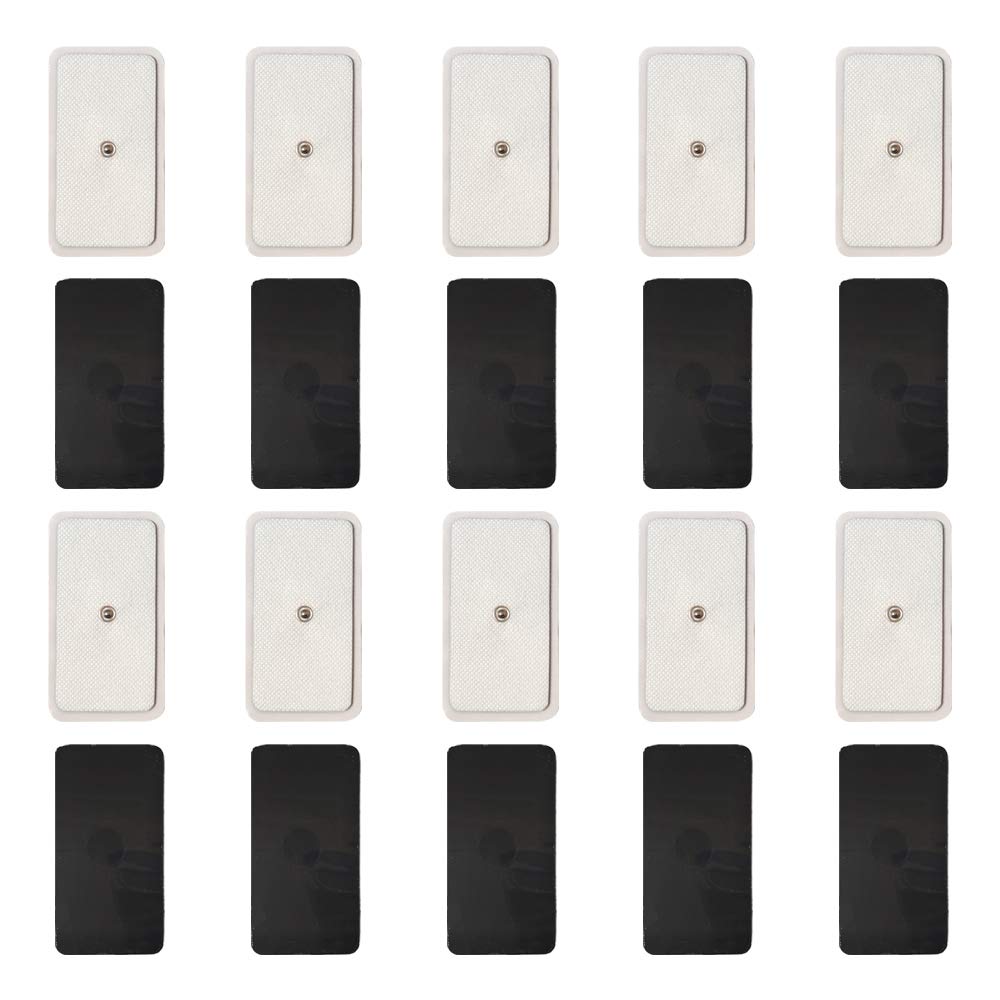 Electrodes Pad, 20(2"x4") Pads TENS Snap Electrodes, Compatible with All TENS/EMS Devices That Use The Industry Standard 3.5mm Plug, Excellent Conducting Pads Durable Pads