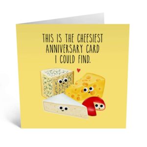 CENTRAL 23 Cheesiest Anniversary Card for Her - Hand Illustrated, Cute, Quirky, Eco Friendly, Blank Inside, Comes with Stickers