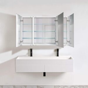 Krugg Medicine Cabinet | Recess or Surface Mount | Blum Hinge 170 Degree Soft Close | (48"x30")